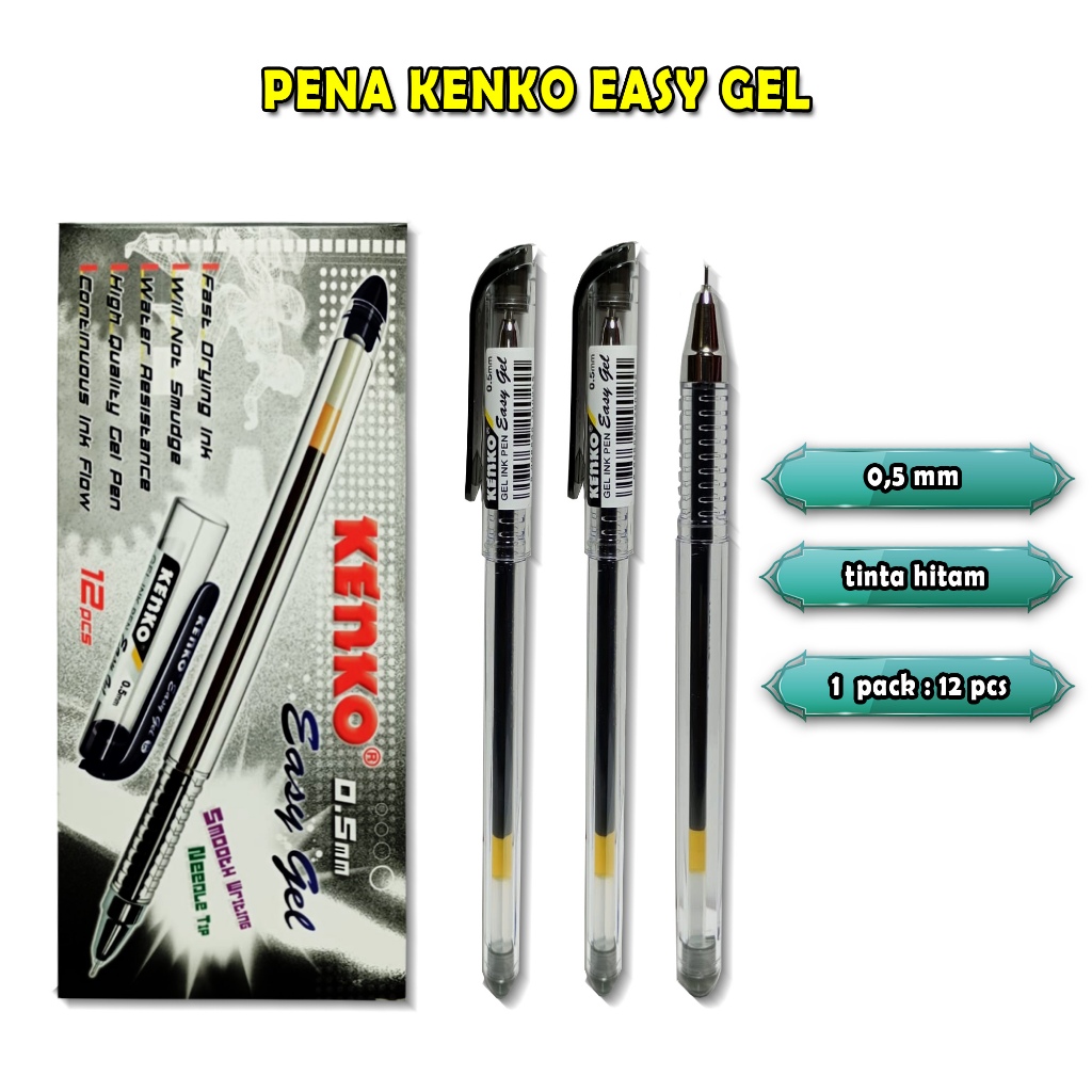Jual pena kenko easy gel / hitam / biru / 1 pack / 12 pcs | Shopee Indonesia