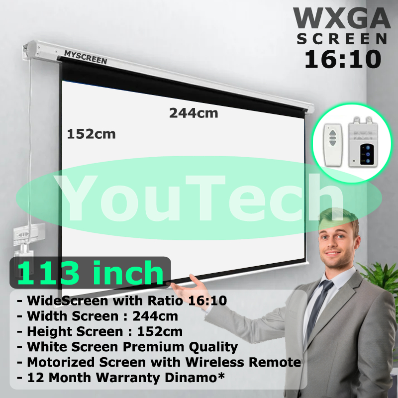 Jual Motorized Projector Screen 113 inch Ratio 16:10 WXGA - Layar ...