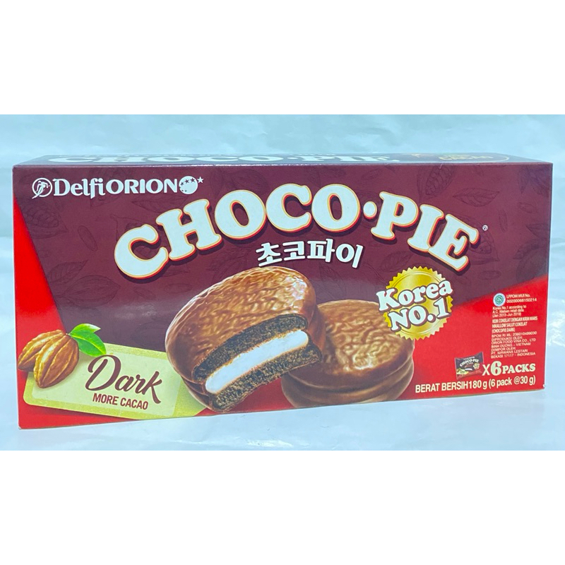 Jual Delfi Choco Pie Dark Chocolatte Korean No.1 Marshmallow Cookies ...
