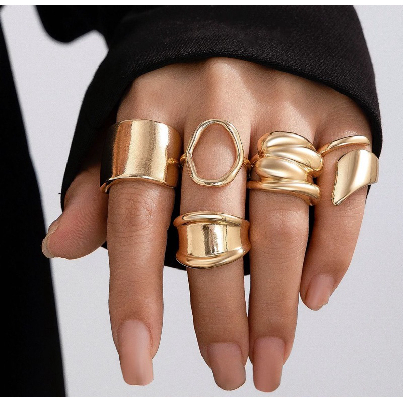 Jual OLETTE Big Metal Stackable Finger Ring | Shopee Indonesia