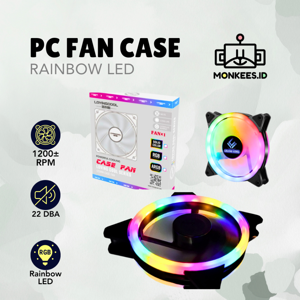 Jual Fan RGB LovingCool 12CM / Fan Casing RGB Double Ring LED Rainbow ...