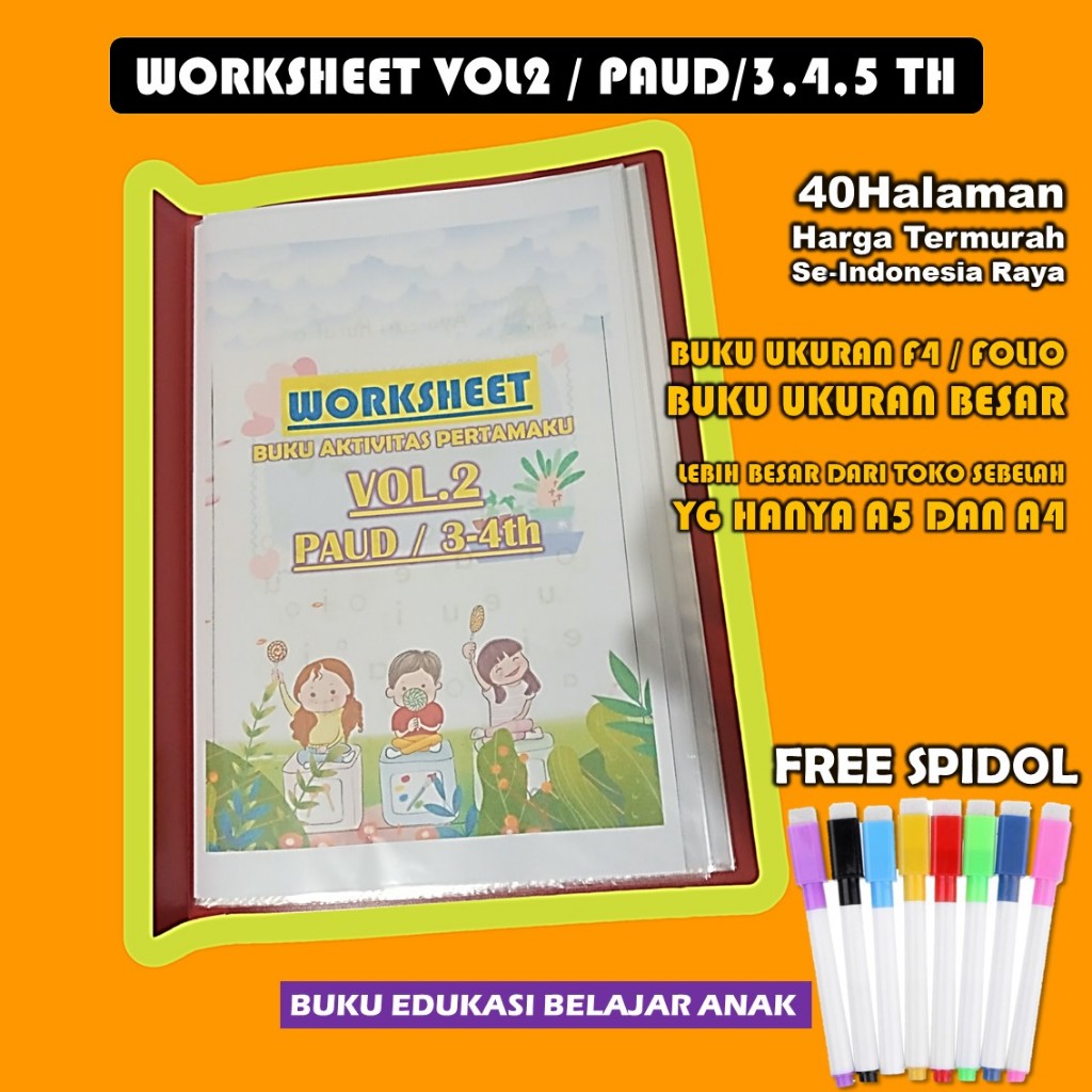 Jual (40 HALAMAN FOLIO/F4) Vol 2 Buku Belajar Anak 3 4 5 6 7 Tahun Pra ...