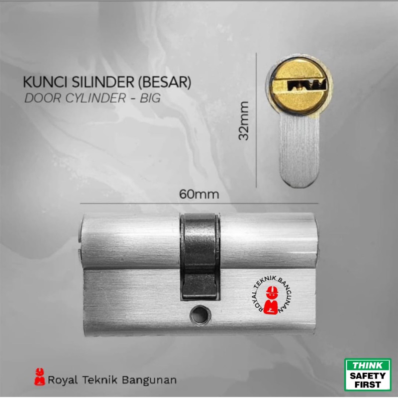 Jual Silinder Kunci Pintu Besar 32mm x 60mm / Kuningan Cylinder Computer Key Knob Lock Door 60 ...