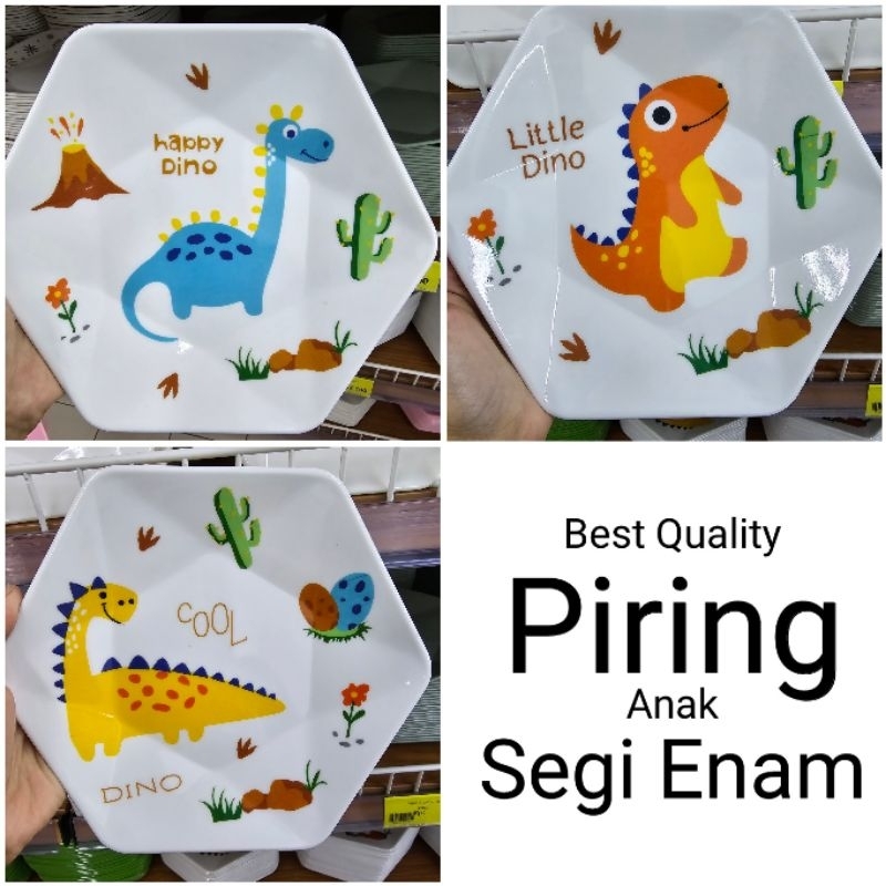 Jual Piring Melamin Dinosaurus Lucu Bentuk Segi Enam | Shopee Indonesia