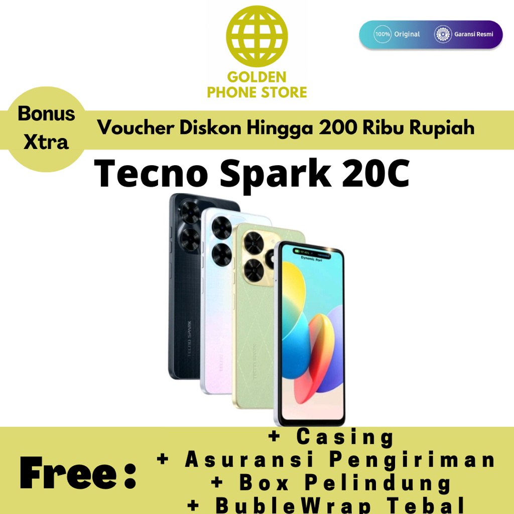 Jual TECNO SPARK 20C 8GB/128GB - Original & Garansi Resmi Tecno Indonesia | Shopee Indonesia