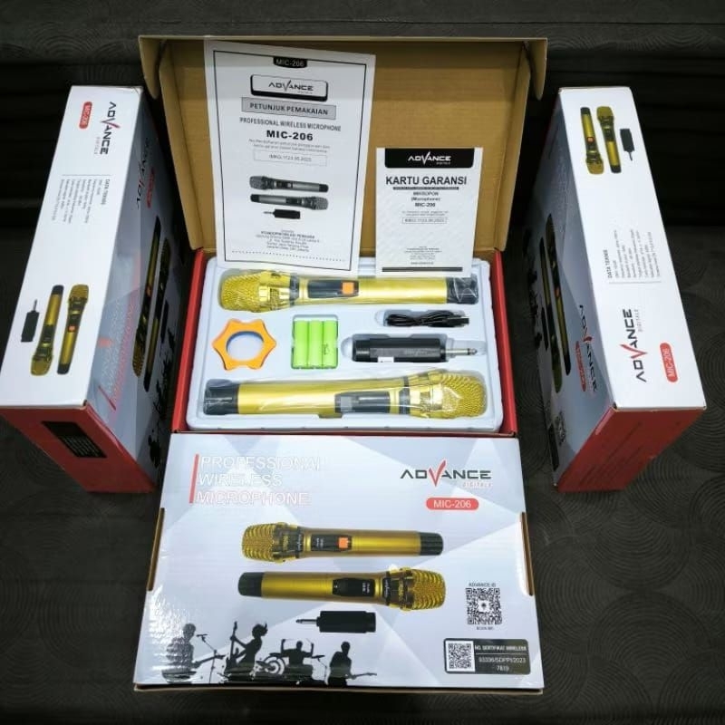Jual MICROPHONE DOUBLE WIRELESS MIC 206 ADVANCE MIK TANPA KABEL DAN ...