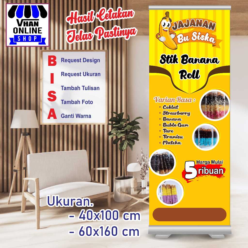 Jual Cetak Banner Spanduk MMT Jualan Stik Banana Roll Bagus Murah ...