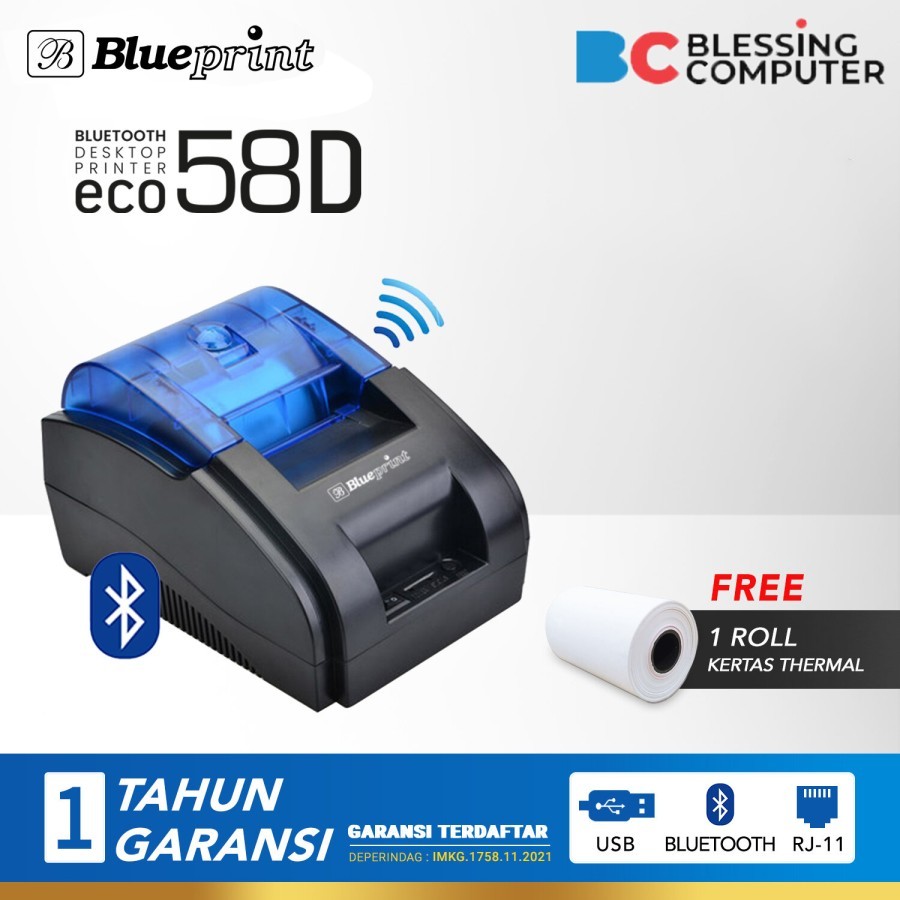 Jual Printer Mini BLUEPRINT Thermal Bluetooth BP-ECO58D | Shopee Indonesia