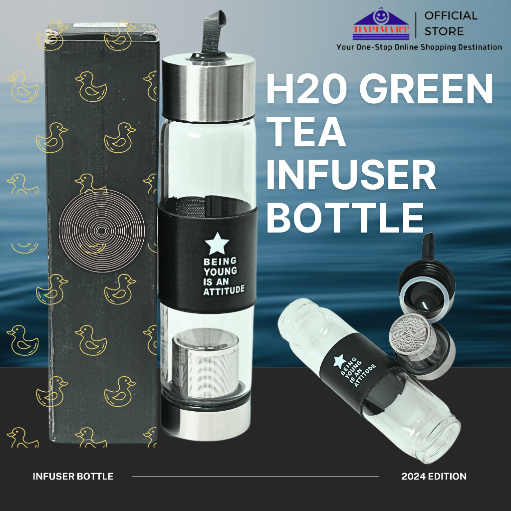 Jual Botol Kaca Infuser Teh 450ml Bebas BPA, Eco Sports, Botol Minum ...