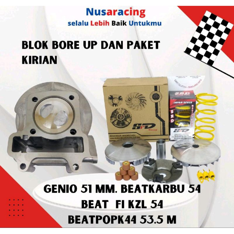 Jual BLOK SEHER BORE UP BEAT KARBU 54.5MM DAN PAKET KIRIAN DAN RUMAH ROLLER RACING SET 13.5 ...