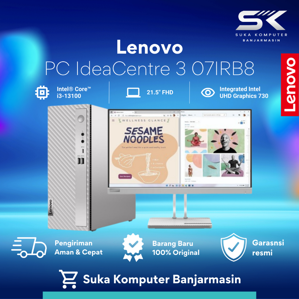 Jual PC Lenovo IdeaCentre 3 07IRB8-AAID /Core i3-13100/8GB/512GB SSD/W11+OHS | Shopee Indonesia