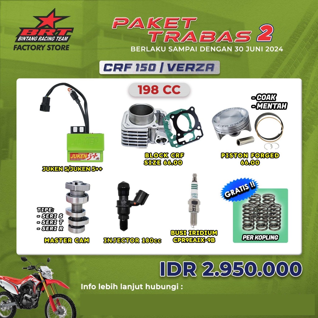 Jual PAKET TRABAS 2 CRF 150/VERZA BORE UP 198 CC BRT - ECU JUKEN + BLOK ...