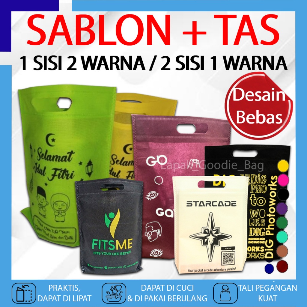 Jual CUSTOM SABLON PLUS TAS Goodie bag OVAL 1 SISI 2 WARNA / 2 SISI 1 WARNA Tas Belanja Spunbond ...
