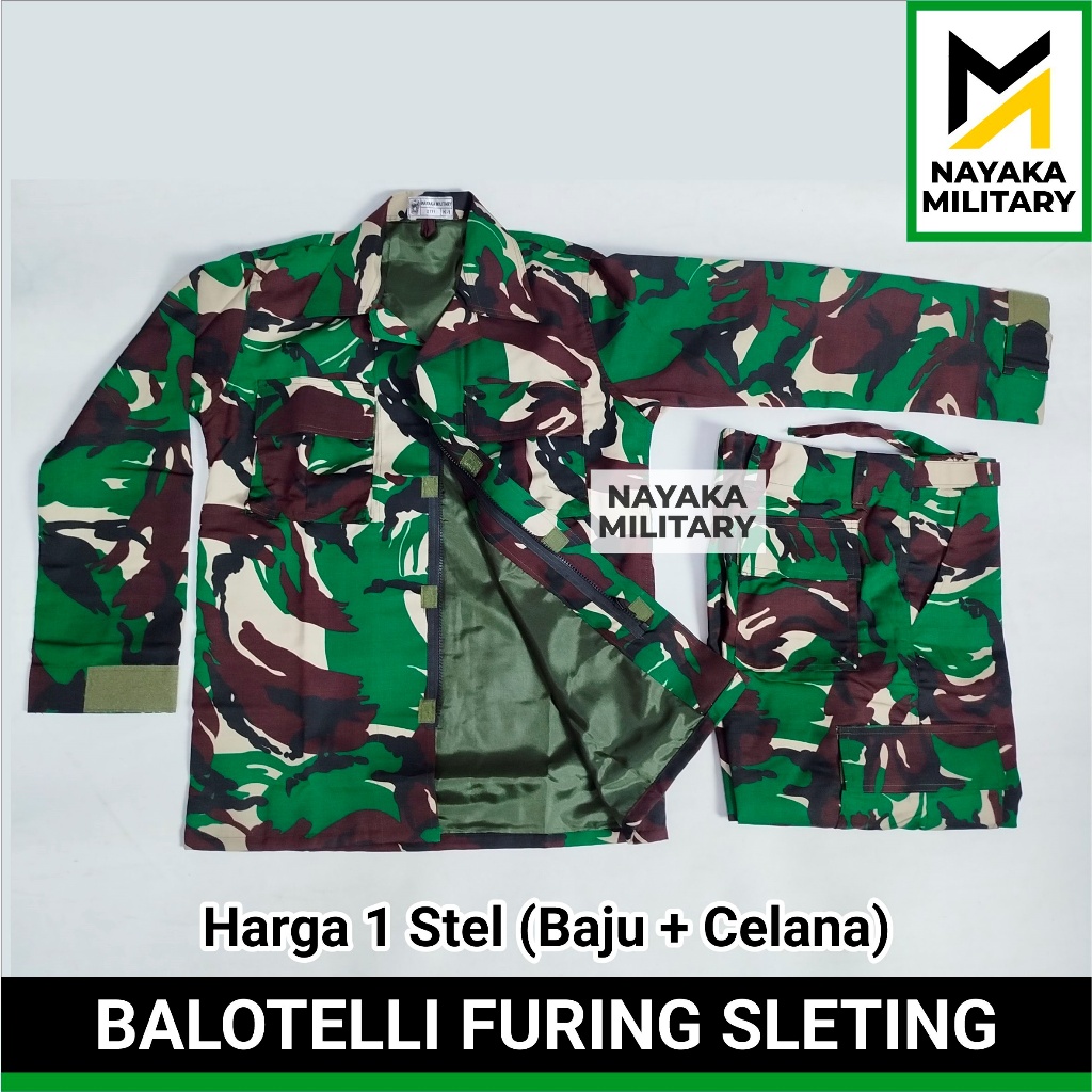 Jual Seragam PDL Baloteli Furing Resleting Baju TNI Balotelli Puring ...