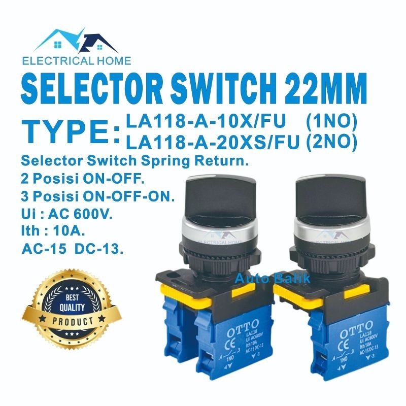 Jual SELECTOR SWITCH SPRING RETURN (AUTO BALIK) 2 ATAU 3 POSISI 22MM ...