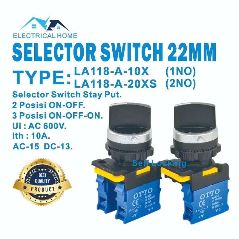 Jual SELECTOR SWITCH STAY PUT (SELF LOCKING) 2 ATAU 3 POSISI 22MM OTTO ...