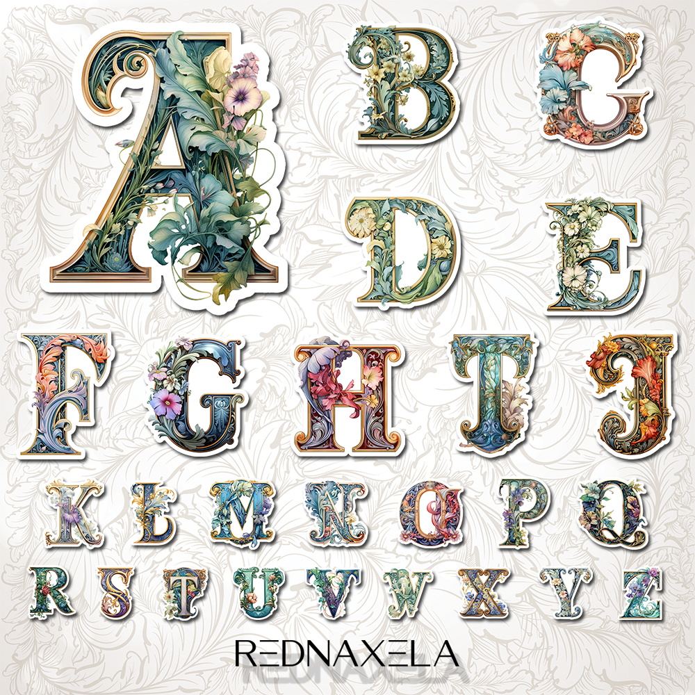 Jual Stiker Vinyl Inisial Nama Custom Huruf Decorative Initial Stickers ...