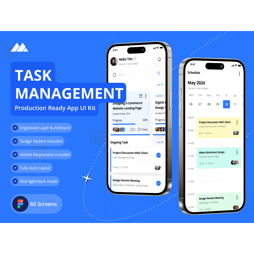 Jual Template Figma - Template App UI Kit - Task Management App UI Kit ...