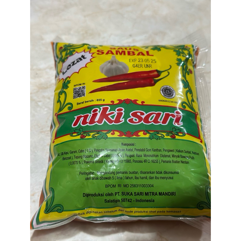 Jual SAUS SAMBAL NIKI SARI/ SAOS bantal 655g | Shopee Indonesia