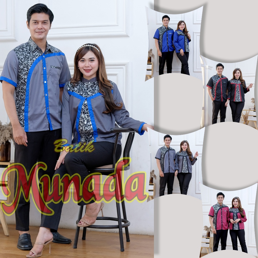 Jual Baju Batik Couple Korean Style, Fashion Modern Kemeja blouse Set ...