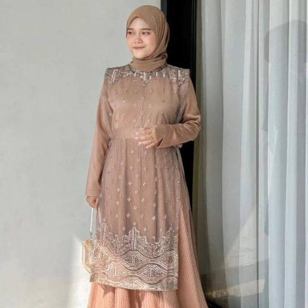 Jual Long Vest Cardigan Outer Rompi Brokat Mewah Outer Kondangan ...