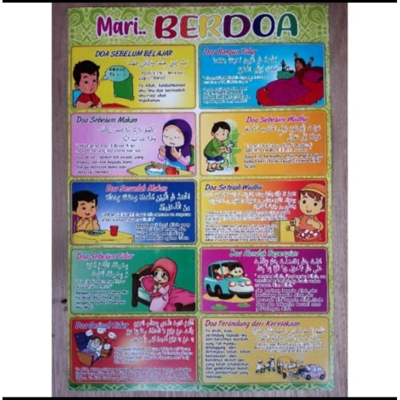 Jual poster edukasi anak mari berdoa/hijaiyah/belajar solat/Dll ...