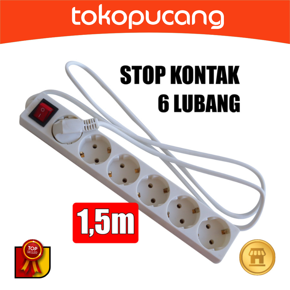 Jual Stop Kontak 6 Lubang Switch + Kabel Tembaga 6 LOBANG terminal colokan | Shopee Indonesia