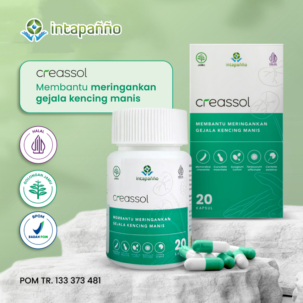 Jual INTAPANNO Creassol Obat Herbal Diabetes / Kencing Manis 20 Kapsul ...