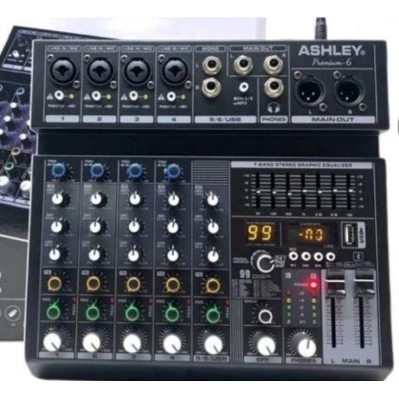 Jual Mixer Ashley Premium 6 Original 6 Channel Bluetooth - USB With Soundcard | Shopee Indonesia