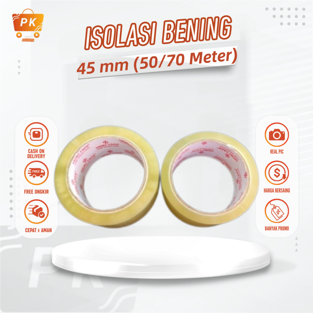 Jual Lakban Isolasi Bening Ukuran 45 mm x 50 / 70 Meter | Shopee Indonesia