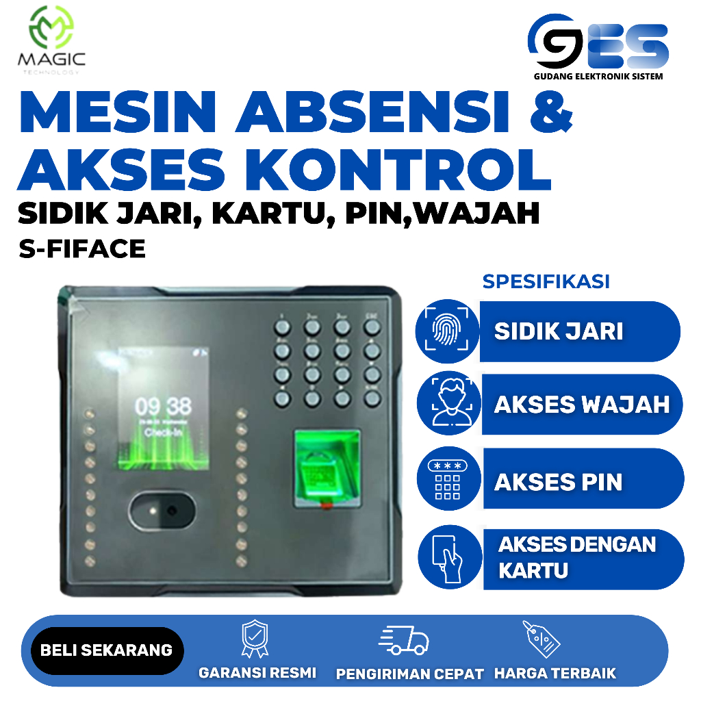 Jual Mesin Absensi Wajah Dan Akses Pintu Magic SFiface Support ADMS | Shopee Indonesia