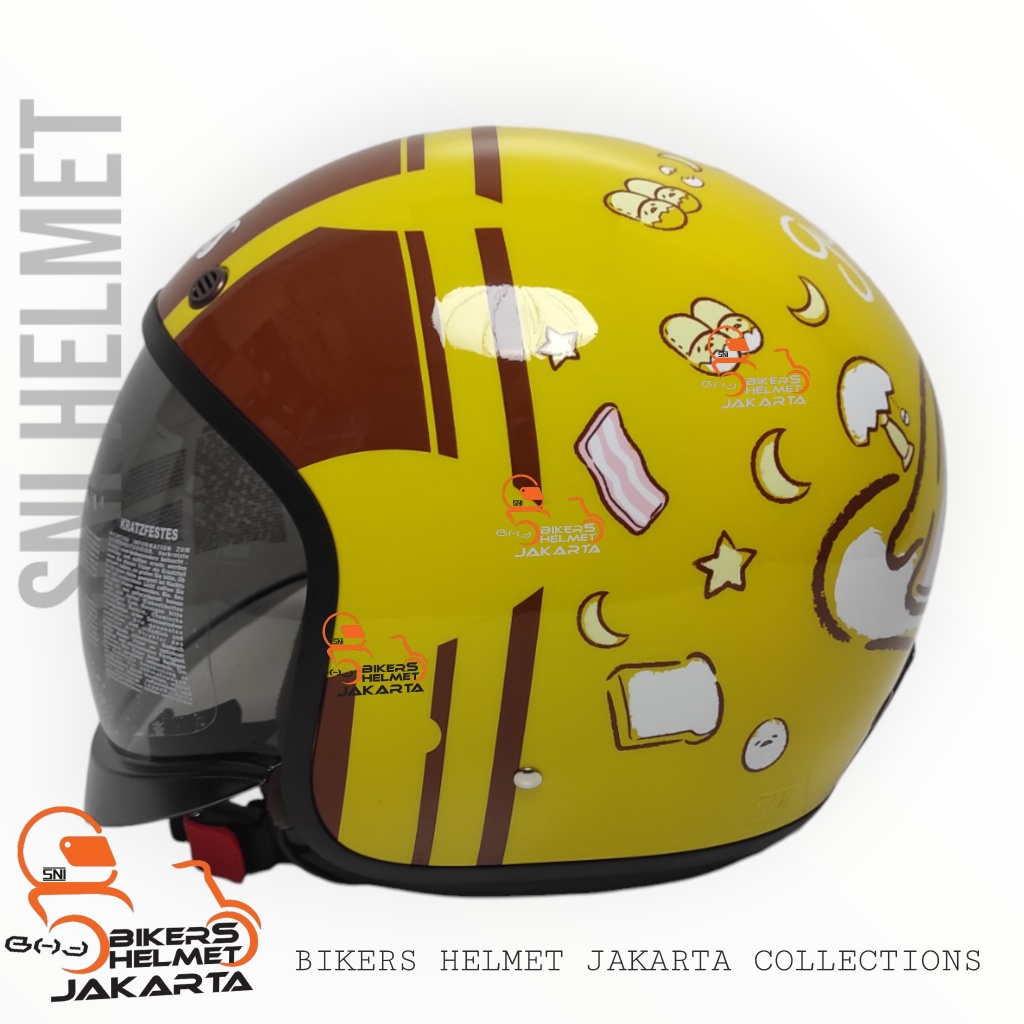Jual HELM MDS RETRO MAGNUM SANRIO GUDETAMA #3 LEMON YELLOW HALF FACE ...