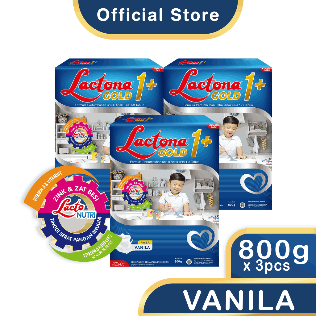 Jual PAKET LACTONA GOLD 1+ Susu Pertumbuhan Usia 1-3 Tahun 800 Gr X 3 ...