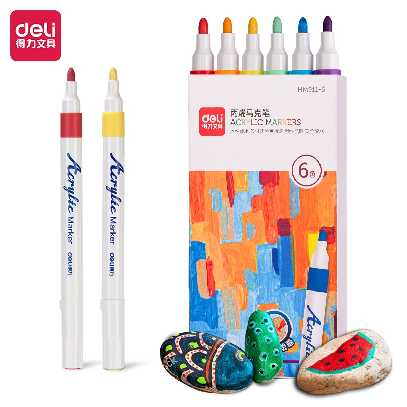 Jual Deli Spidol Akrilik / Acrylic Marker 6 warna / 6 colors HM911 ...