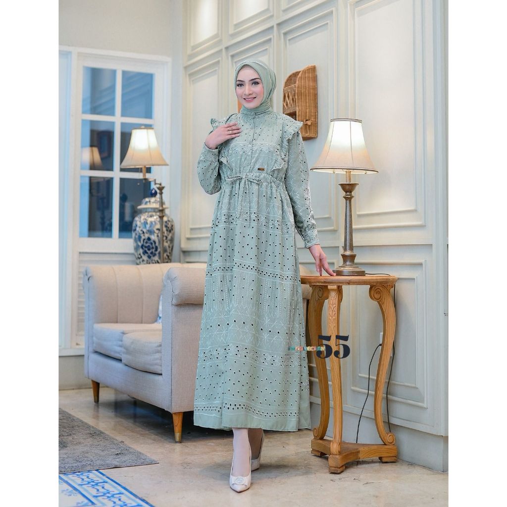 Jual RAYA MIDI DRESS KATUN BORDIR + FURRING // MIDI KATBOL // PURING ...