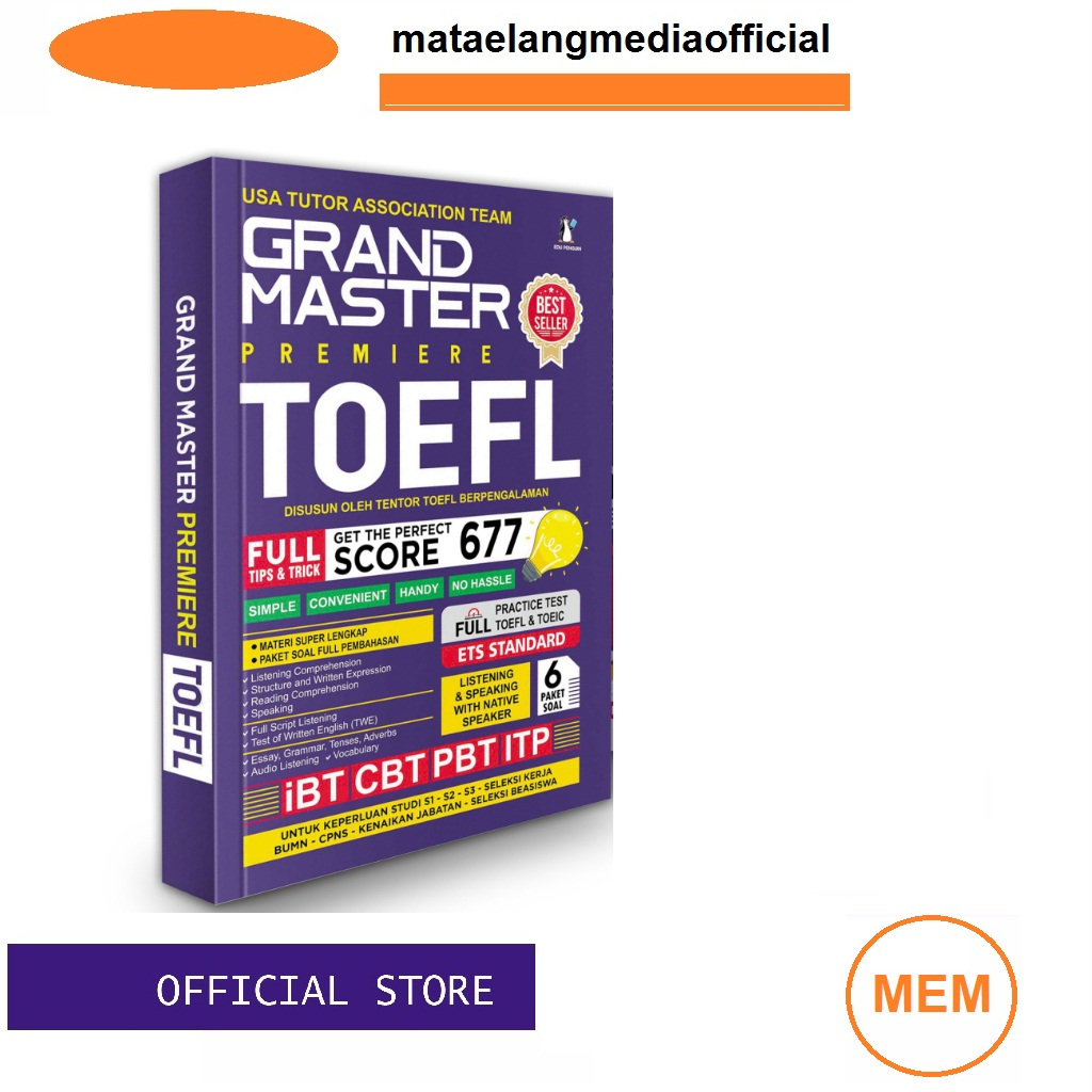 Jual Buku Grand Master Premiere TOEFL TOEIC ITP iBT CBT PBT Standar ETS | Shopee Indonesia