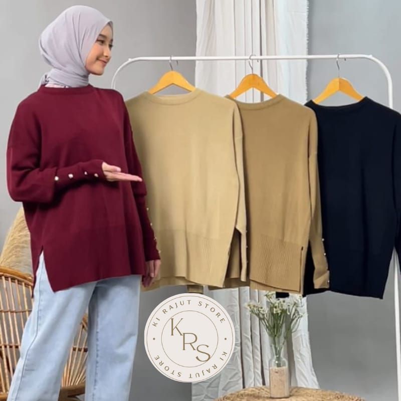 Jual KRS/Outer Inara Kancing Gold /Rajut/ Knitwear/ Oversize/ Sweater ...