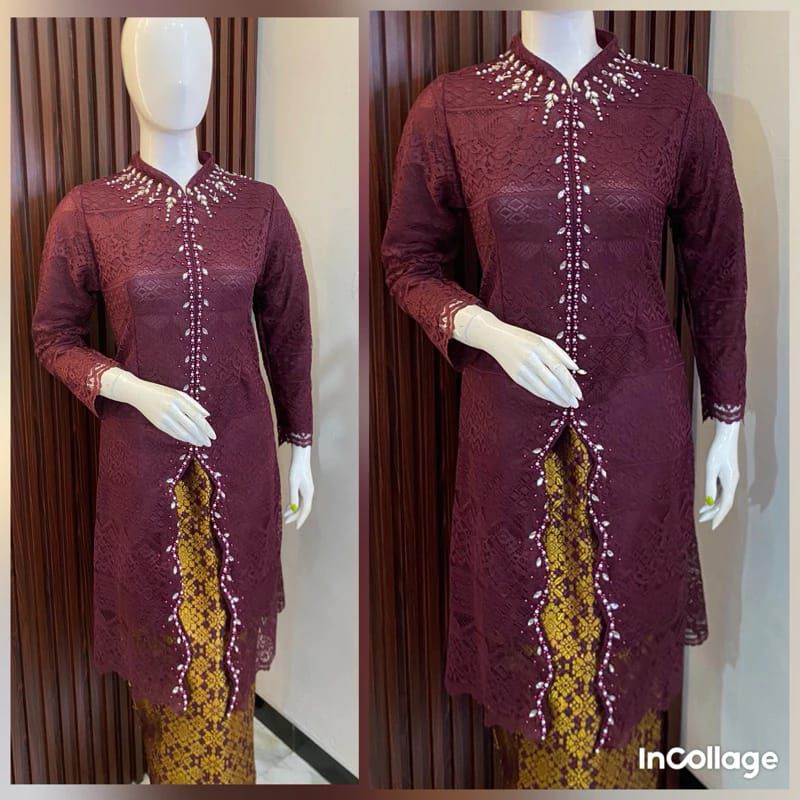 Jual Kebaya Long Tunik Plus selendang || Kebaya Pesta JUMBO //kebaya ...