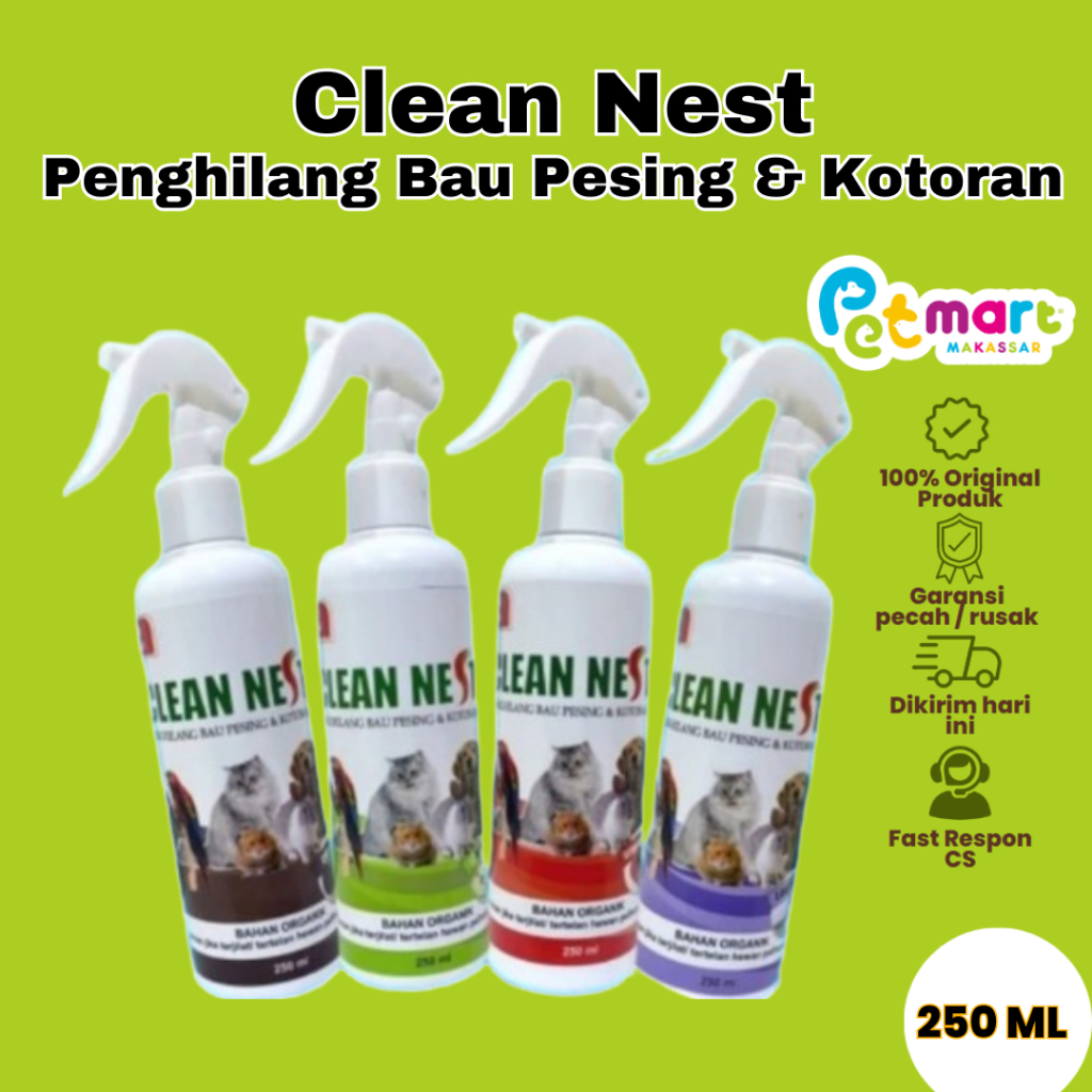 Jual Penghilang Bau Pesing dan kotoran Clean Nest 250 ml | Shopee Indonesia