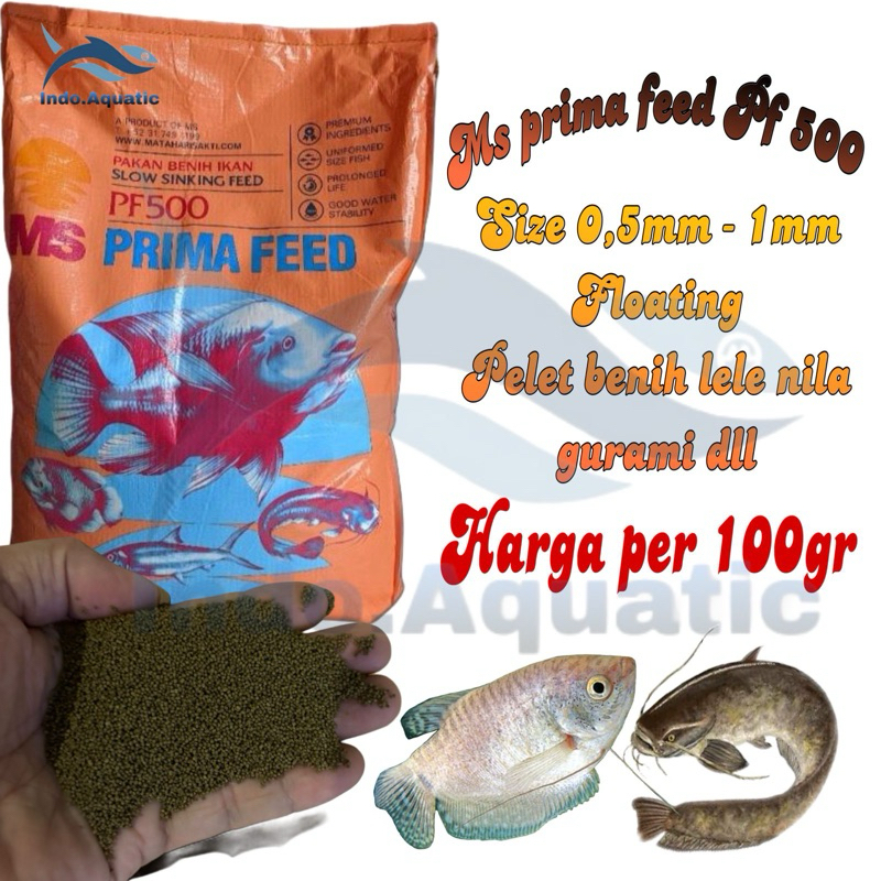 Jual pelet benih lele ms prima feed pf500 floating 100gr pakan apung ...