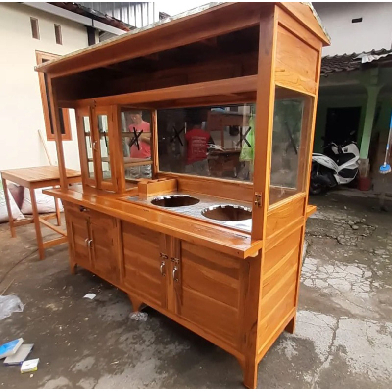 Jual Gerobak mie ayam bakso tanpa roda full kaca | Shopee Indonesia