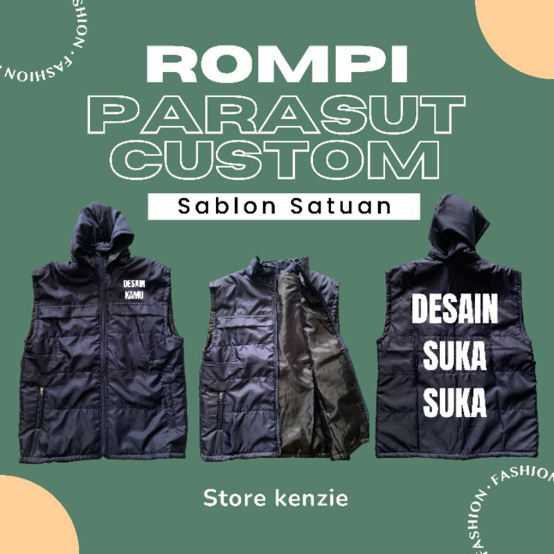 Jual ROMPI PARASUT CUSTOM SABLON SATUAN DESAIN SUKA SUKA BAHAN TEBAL ...