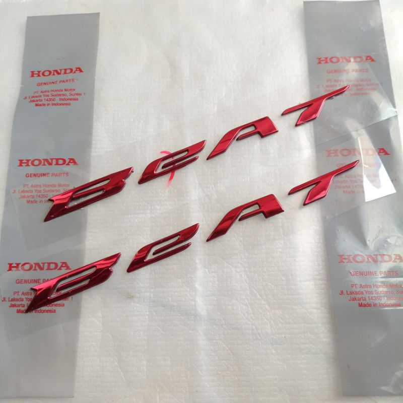 Jual (1pcs) EMBLEM tulisan BEAT MERAH red beat deluxe original | Shopee ...
