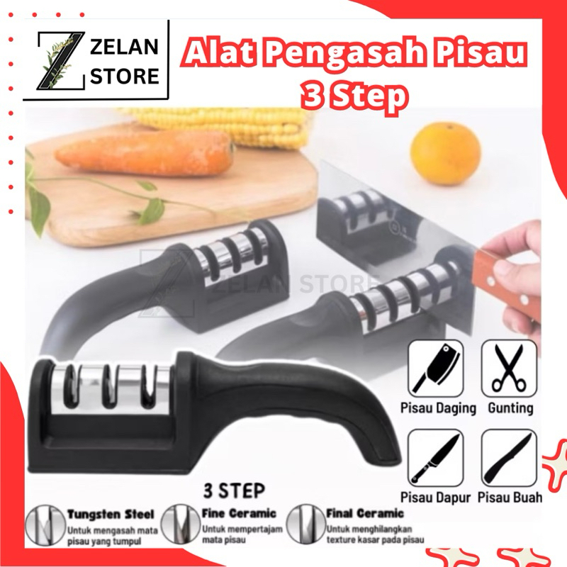 Jual Asahan Pisau Gunting 3 Step Knife Sharpener Alat Pengasah 3 Slot ...