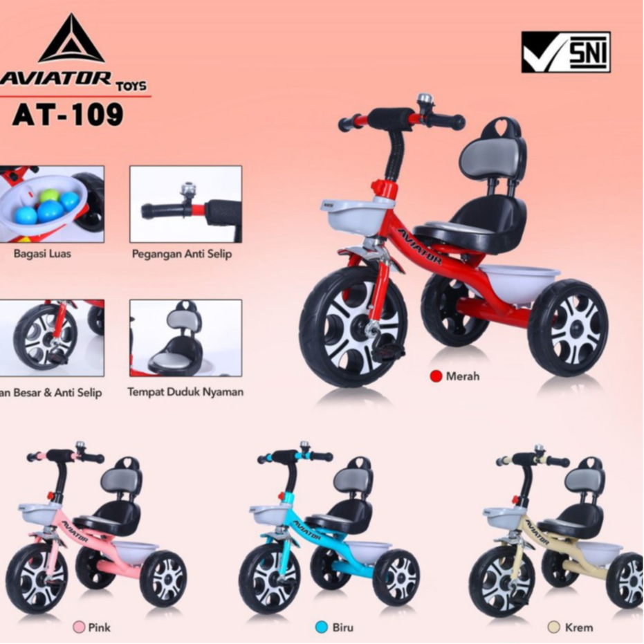 Jual Sepeda Roda tiga AVIATOR AT 109 / 101 roda EVA / bangku senderan ...