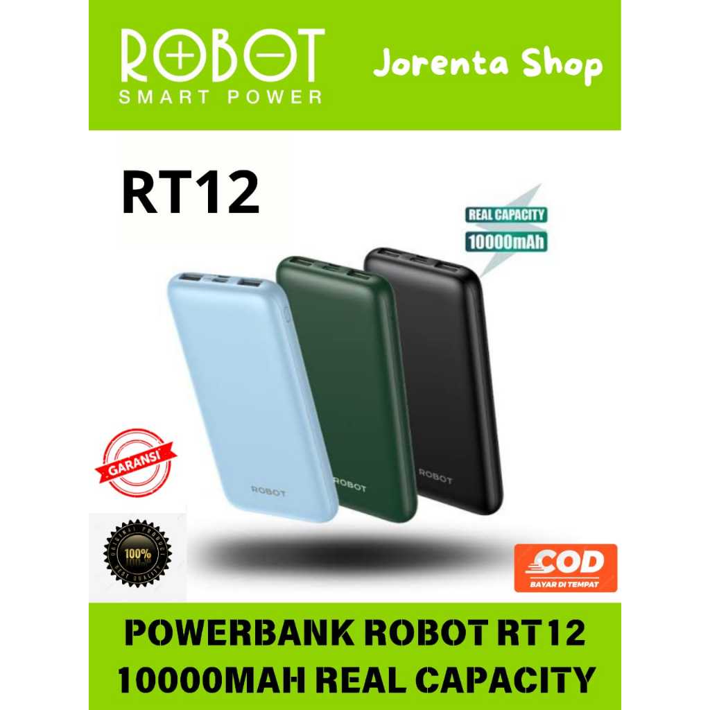 Jual ROBOT Power Bank RT12 Powerbank 10000mAh Dual Output USB-A Dual ...