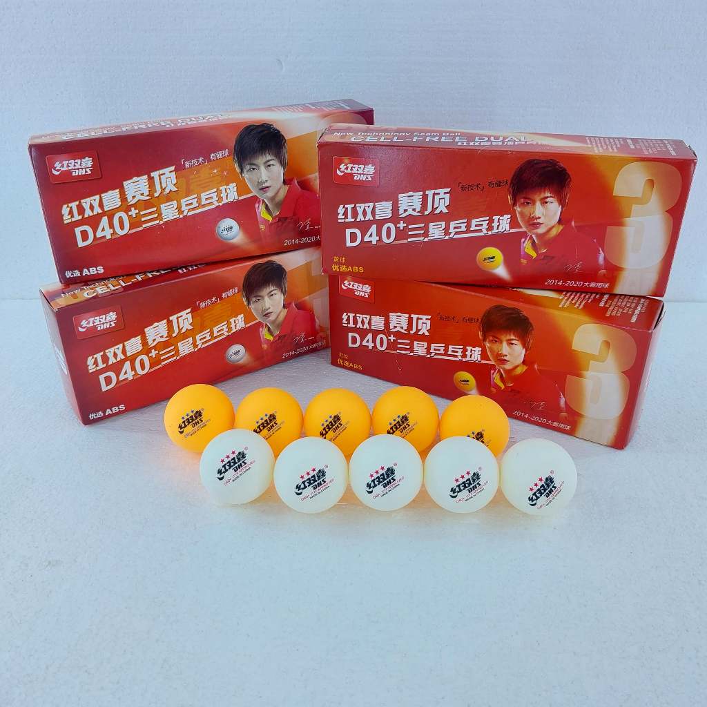 Jual Bola Pingpong Atau Bola Tenis Meja DHS 3 STAR - Plastic 40+ [ ISI 10 ] | Shopee Indonesia