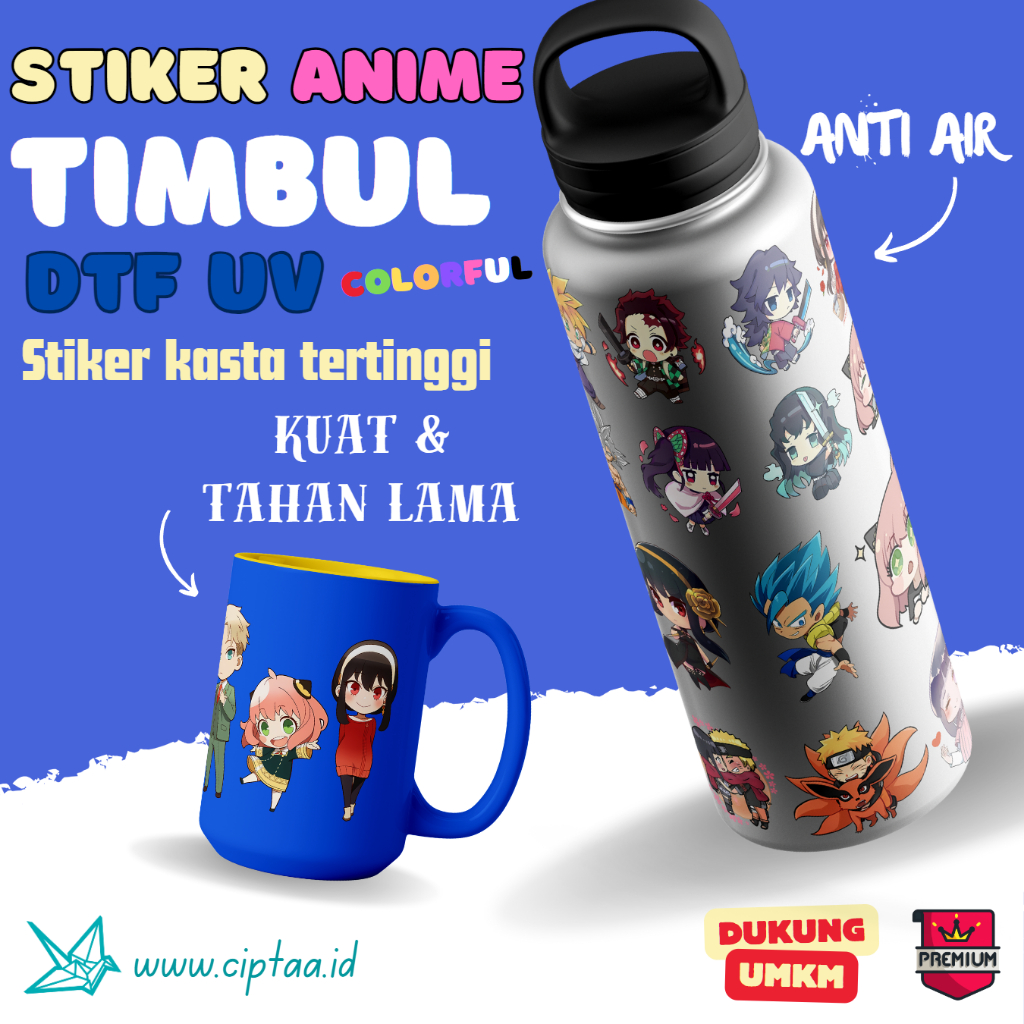Jual Sticker Anime - Stiker Timbul DTF UV - Sticker Chibi - Stiker ...