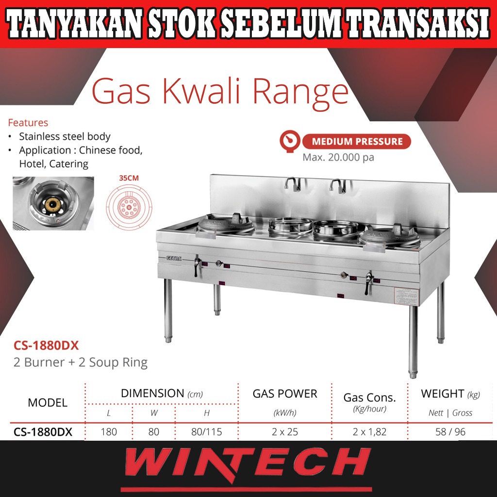 Jual Getra CS-1880DX Gas Kwali Range 2 Tungku + 2 Soup Ring Kompor ...