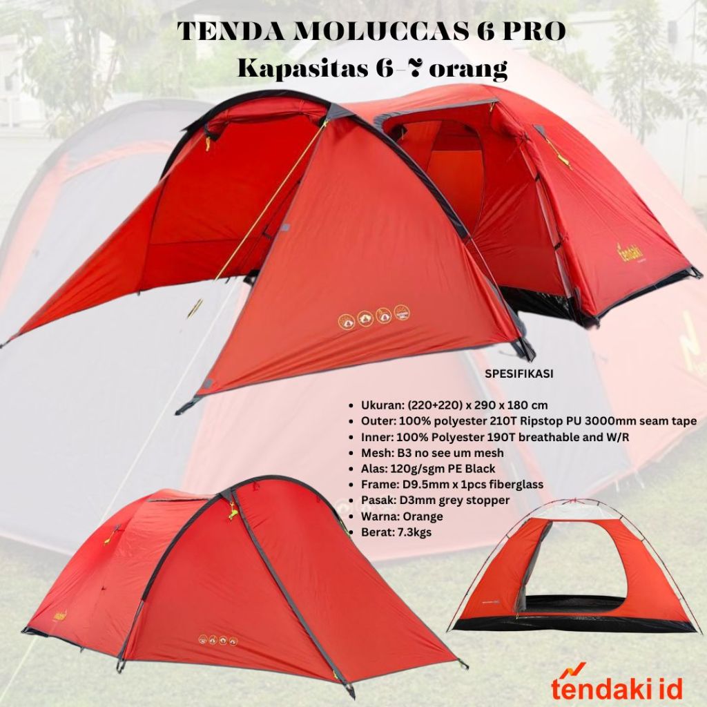 Jual TENDA CAMPING KAPASITAS 6 ORANG / TENDA BORNEO 6 DOUBLE LAYER ...